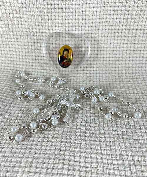 OMPH Silver Pearl Rosary - The National Shrine of Blessed Francis ...